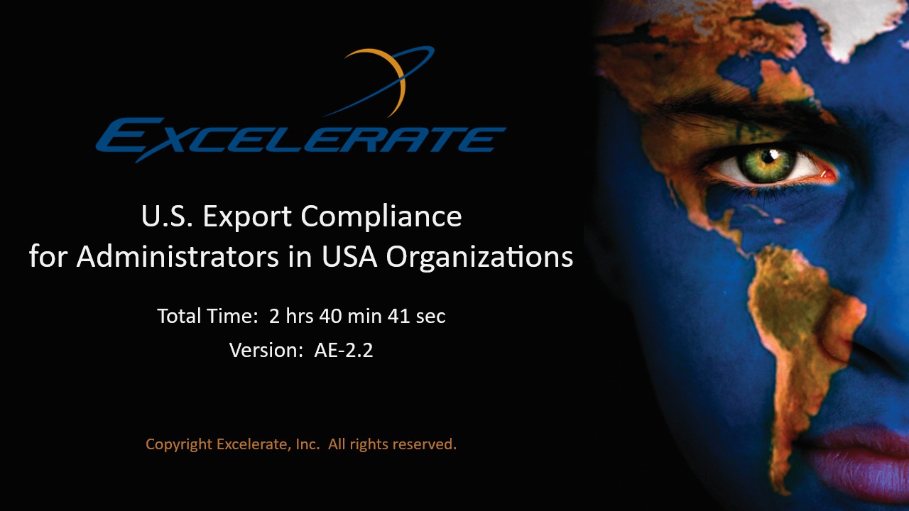 Administrator Course for USA - Excelerate Export Compliance Training